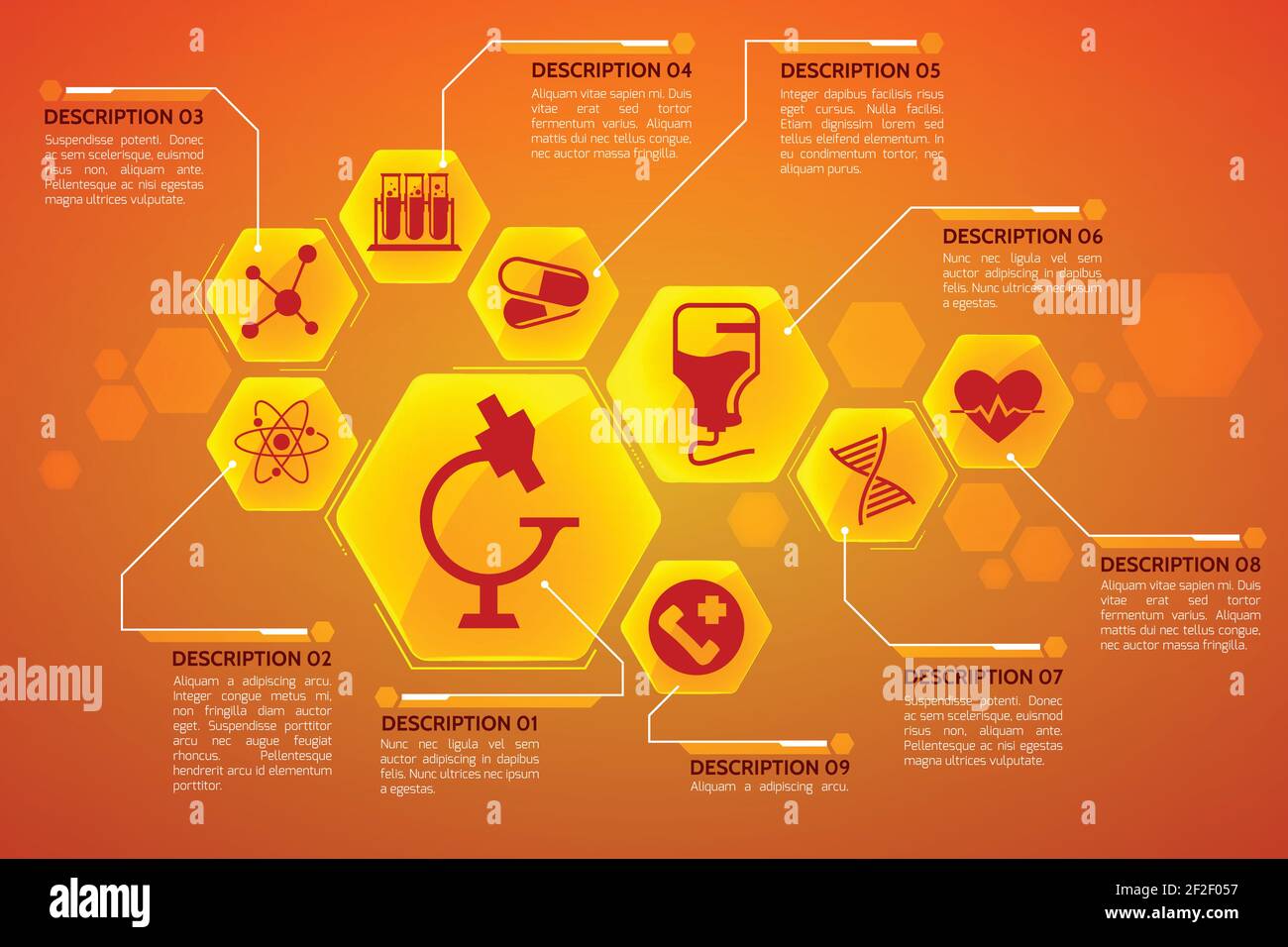 Medical background poster with heart health and science symbols flat ...