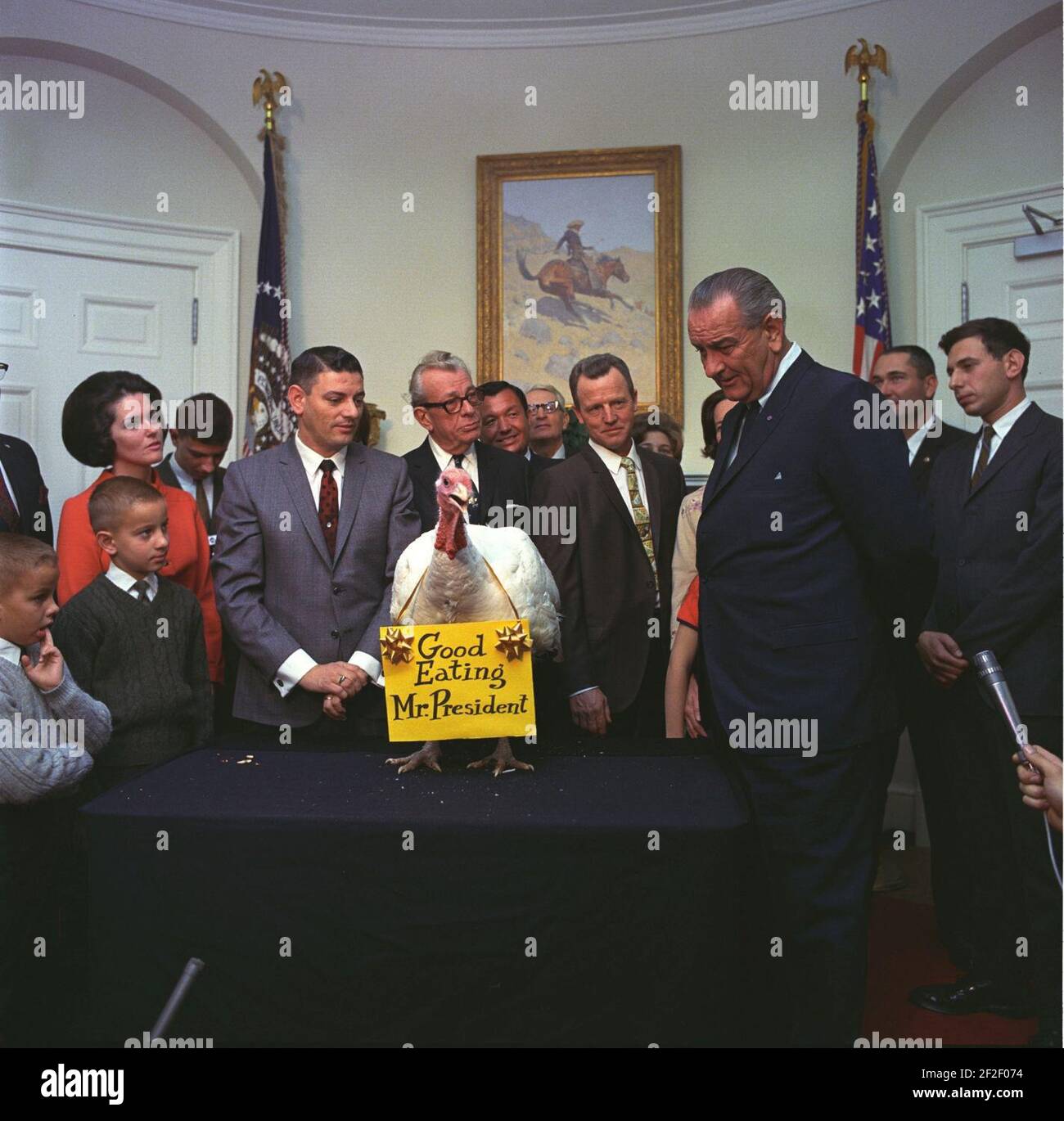 President Lyndon Johnson receives the 20th White House Thanksgiving ...