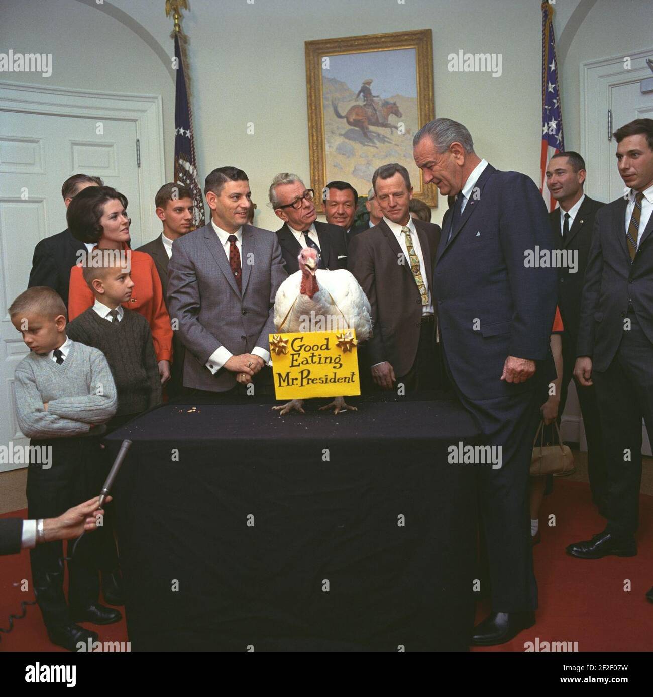President Lyndon Johnson receives the 20th White House Thanksgiving ...