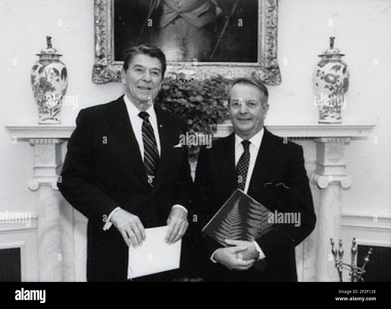 President Reagan and Ambassador Rowling Stock Photo - Alamy