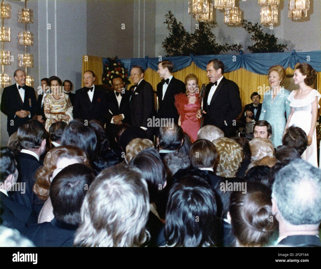 President Richard Nixon addressing the crowd gathered in the Kennedy ...