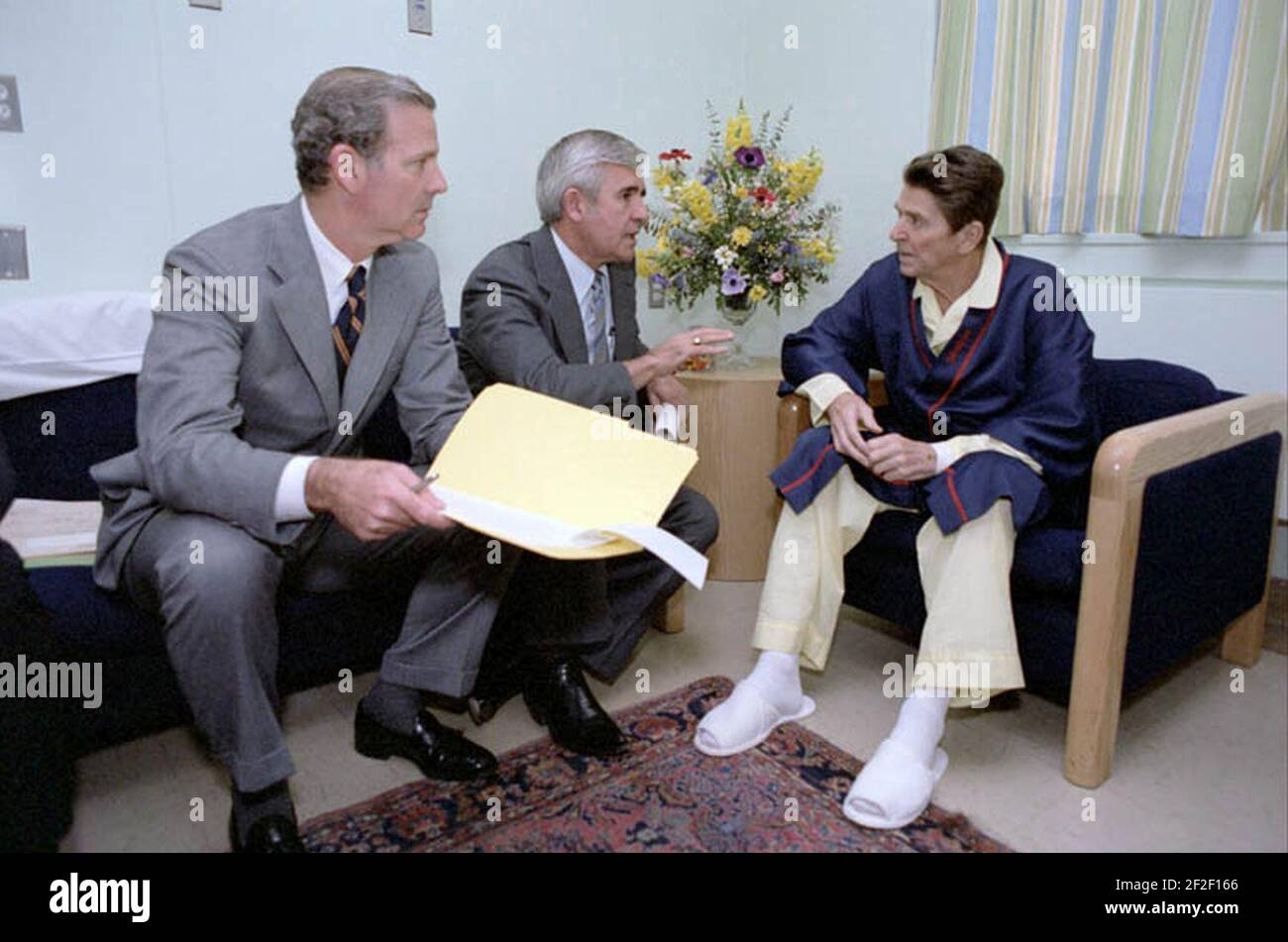 President Reagan talking with James Baker and Senator Laxalt - C1496-19 ...