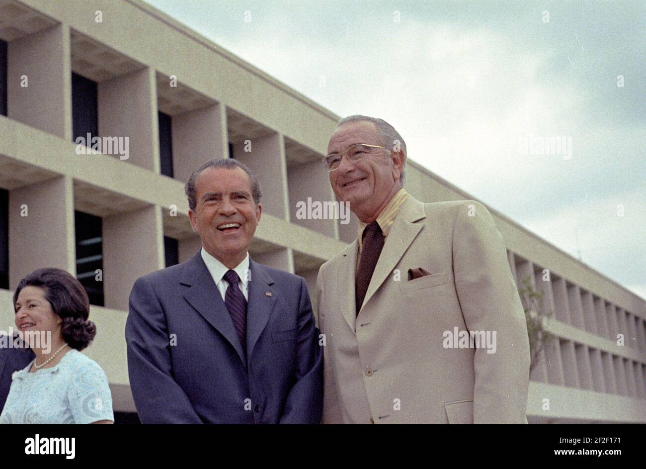 President Richard Nixon and former President Lyndon B. Johnson at the ...