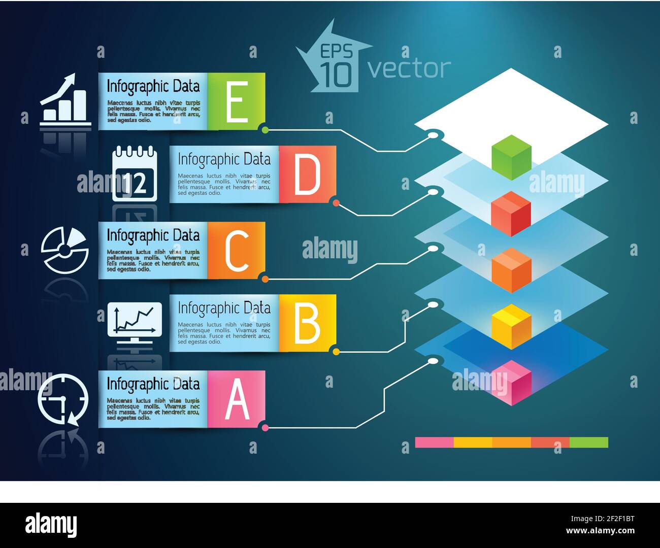 Business presentation infographic concept with colorful 3d squares five ...