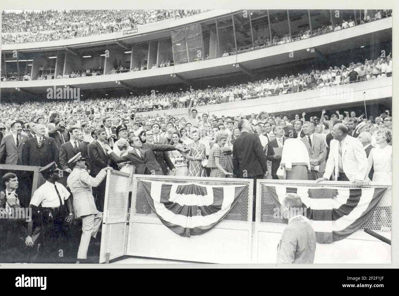President Richard Nixon Throwing a Baseball to the Fans at the 1970 All ...