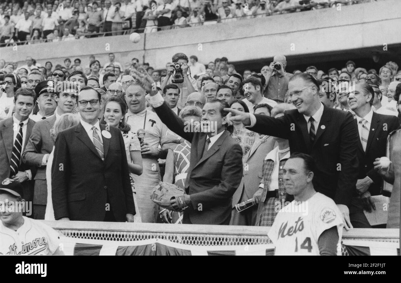 President Richard Nixon Throwing Out the First Ball at the 1970 All ...