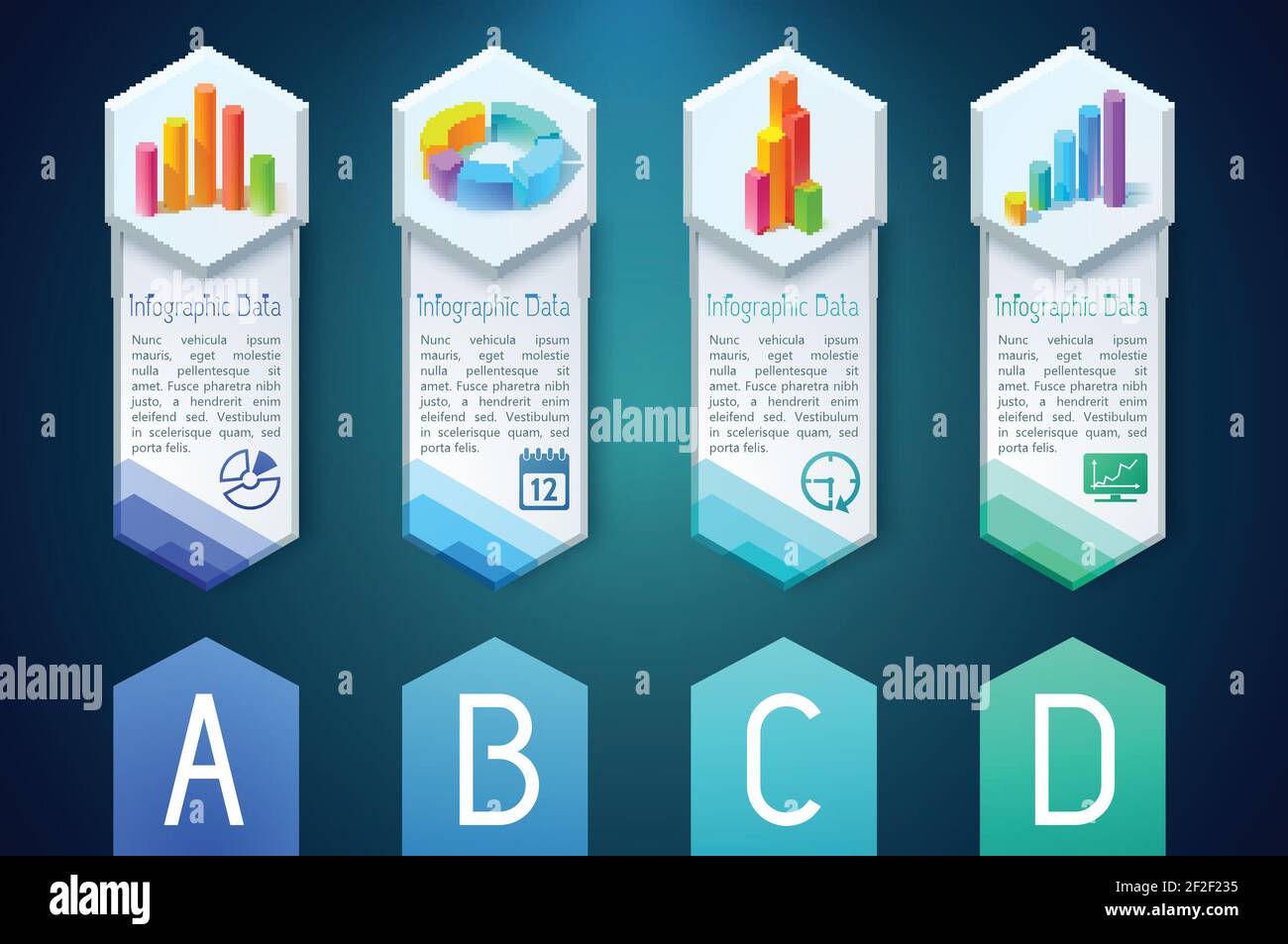 Infographic vertical banners with text 3d colorful diagrams graphs ...