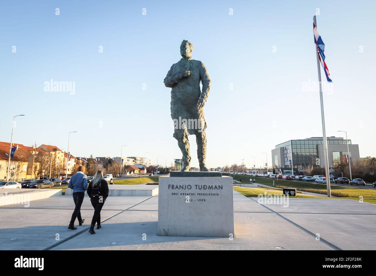 Statue of Franjo Tudjman, the first Croatian president on the plateau ...