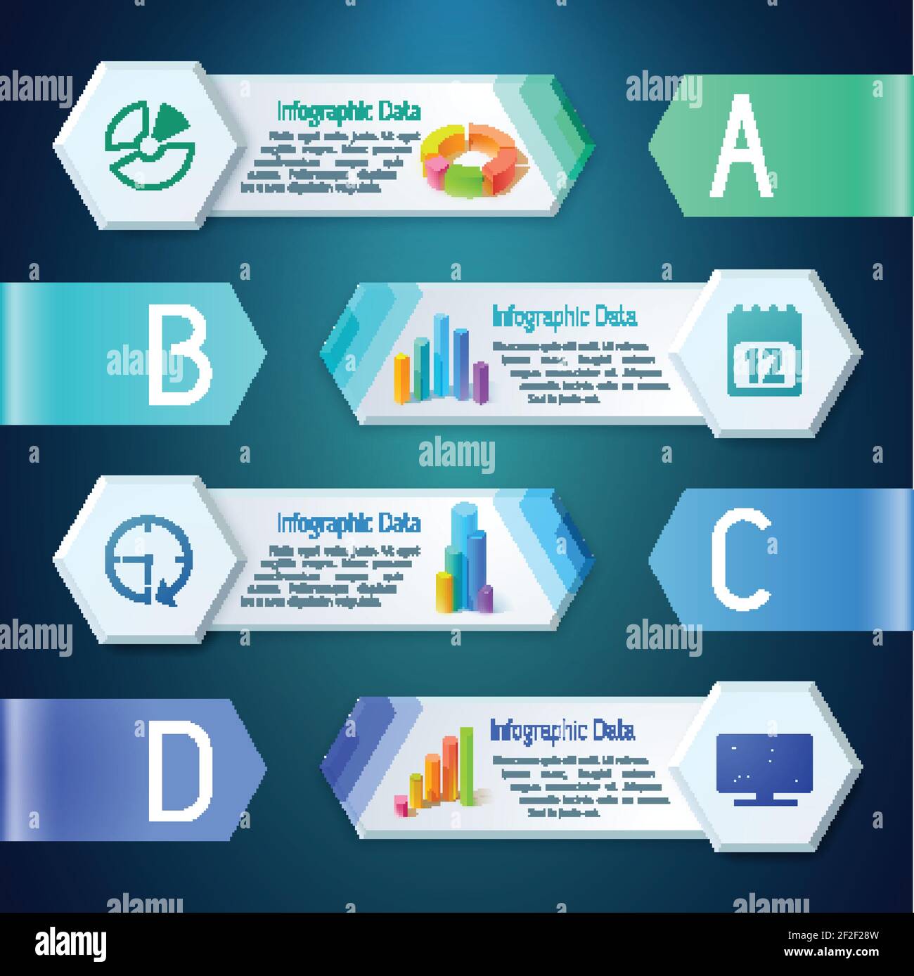 Infographic digital banners with text 3d diagrams graphs charts icons ...