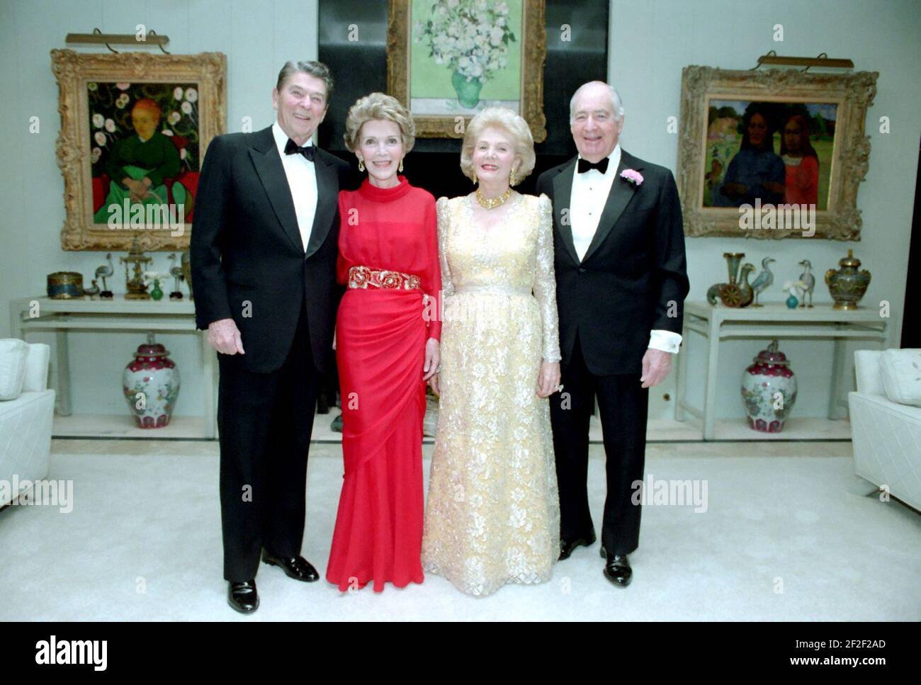 President Ronald Reagan and Nancy Reagan with Walter Annenberg and ...