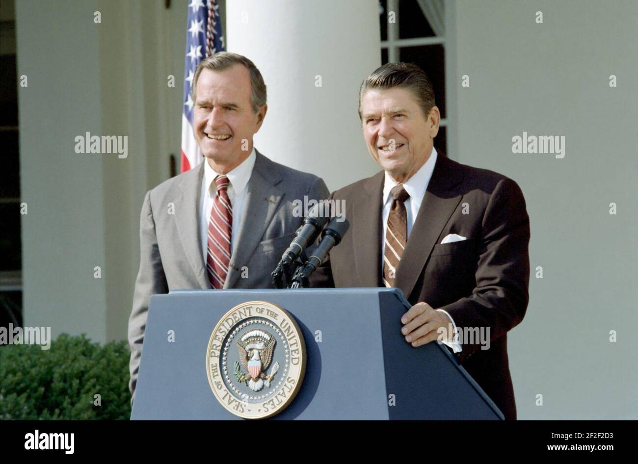 President Ronald Reagan and Vice President George H. W. Bush Stock ...