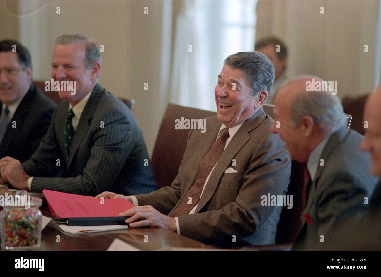 President Ronald Reagan attending an Economic Policy Council Meeting ...