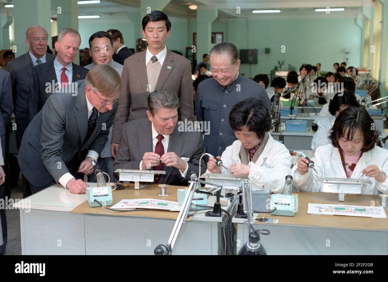 President Ronald Reagan at Foxboro Company Stock Photo - Alamy