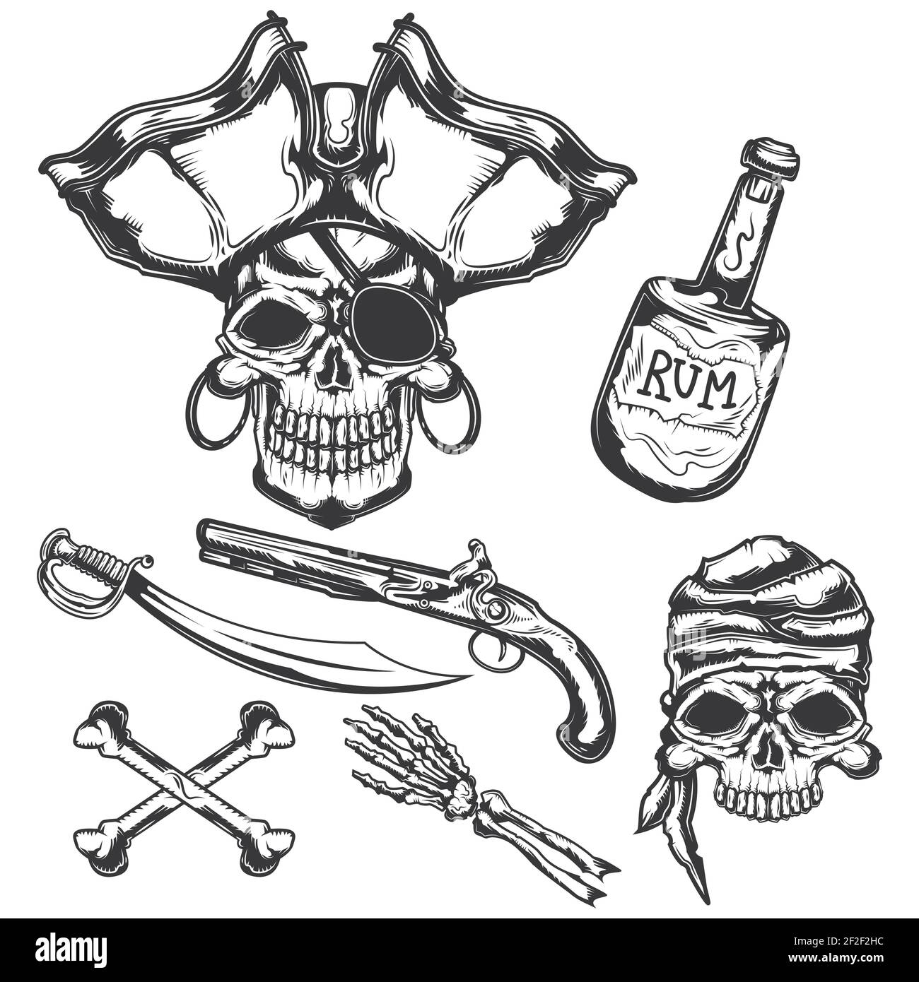 Vintage sword labels logo set hi-res stock photography and images - Alamy