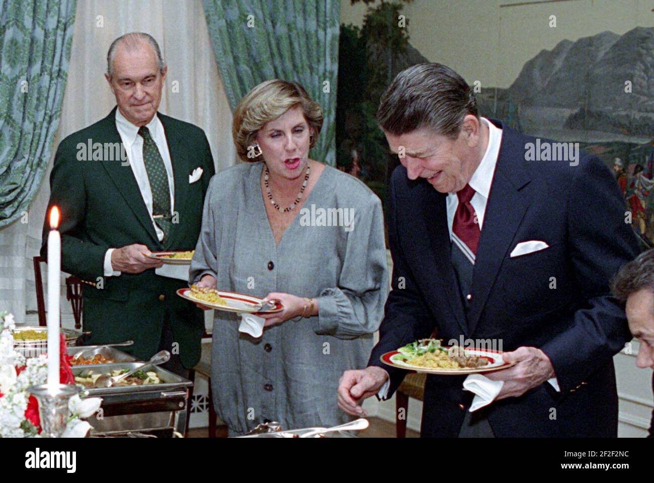 President Ronald Reagan During An Election Night Private Party in The ...