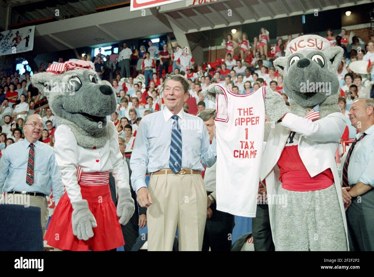 President Ronald Reagan during his trip to Raleigh, North Carolina and ...