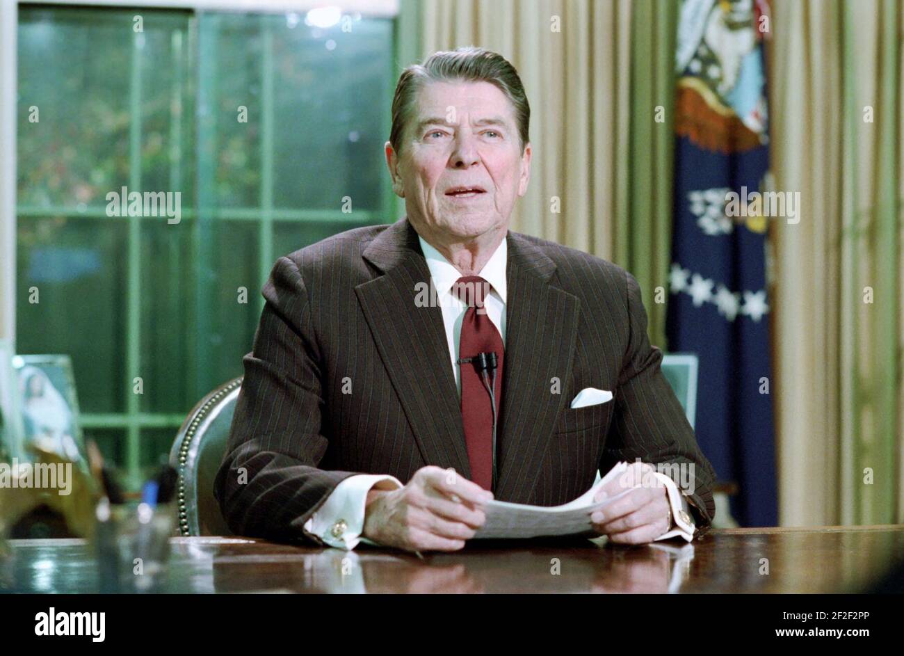 President Ronald Reagan during his address to the Nation on Iran Contra ...