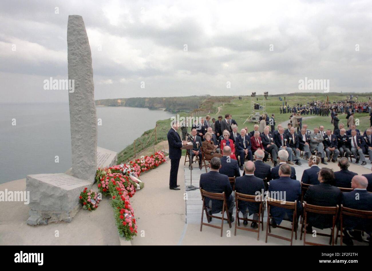 President Ronald Reagan giving speech on the 40th Anniversary of D-Day ...