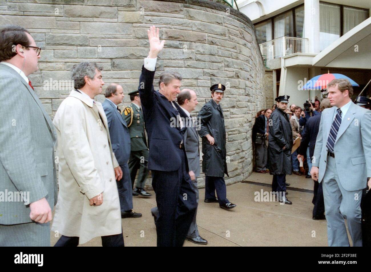President Ronald Reagan moments before he was shot in an assassination ...