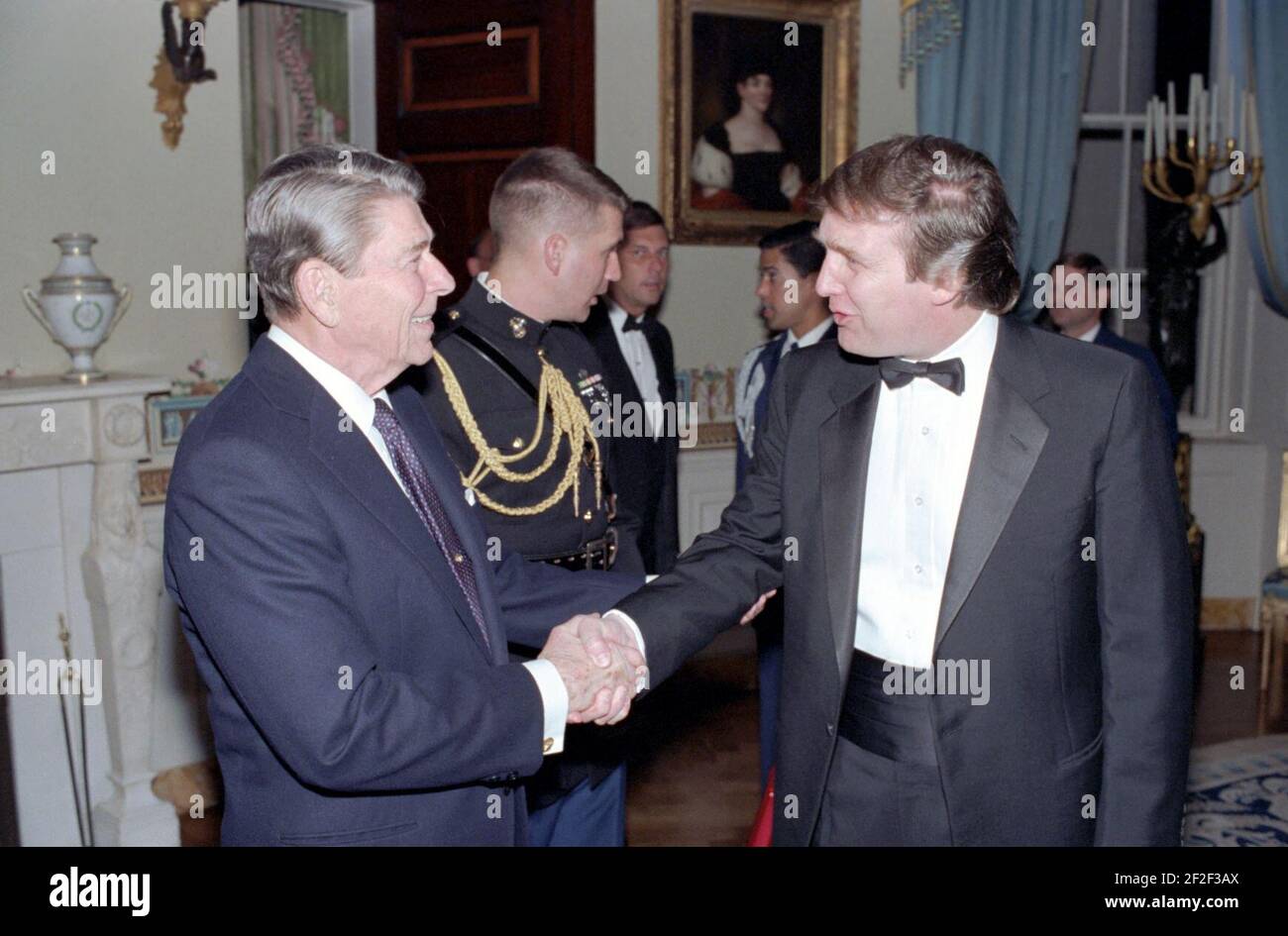 President Ronald Reagan shaking hands with Donald Trump Stock Photo - Alamy
