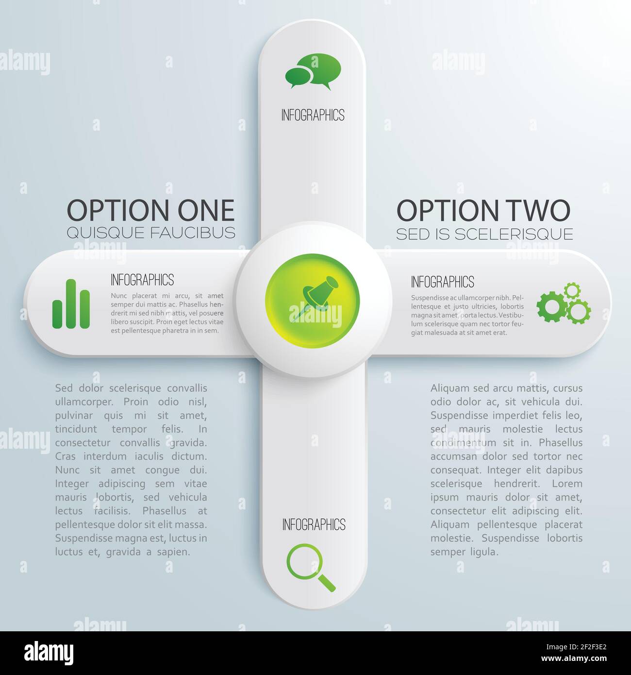 Infographic business design concept with text banners in cross shape ...