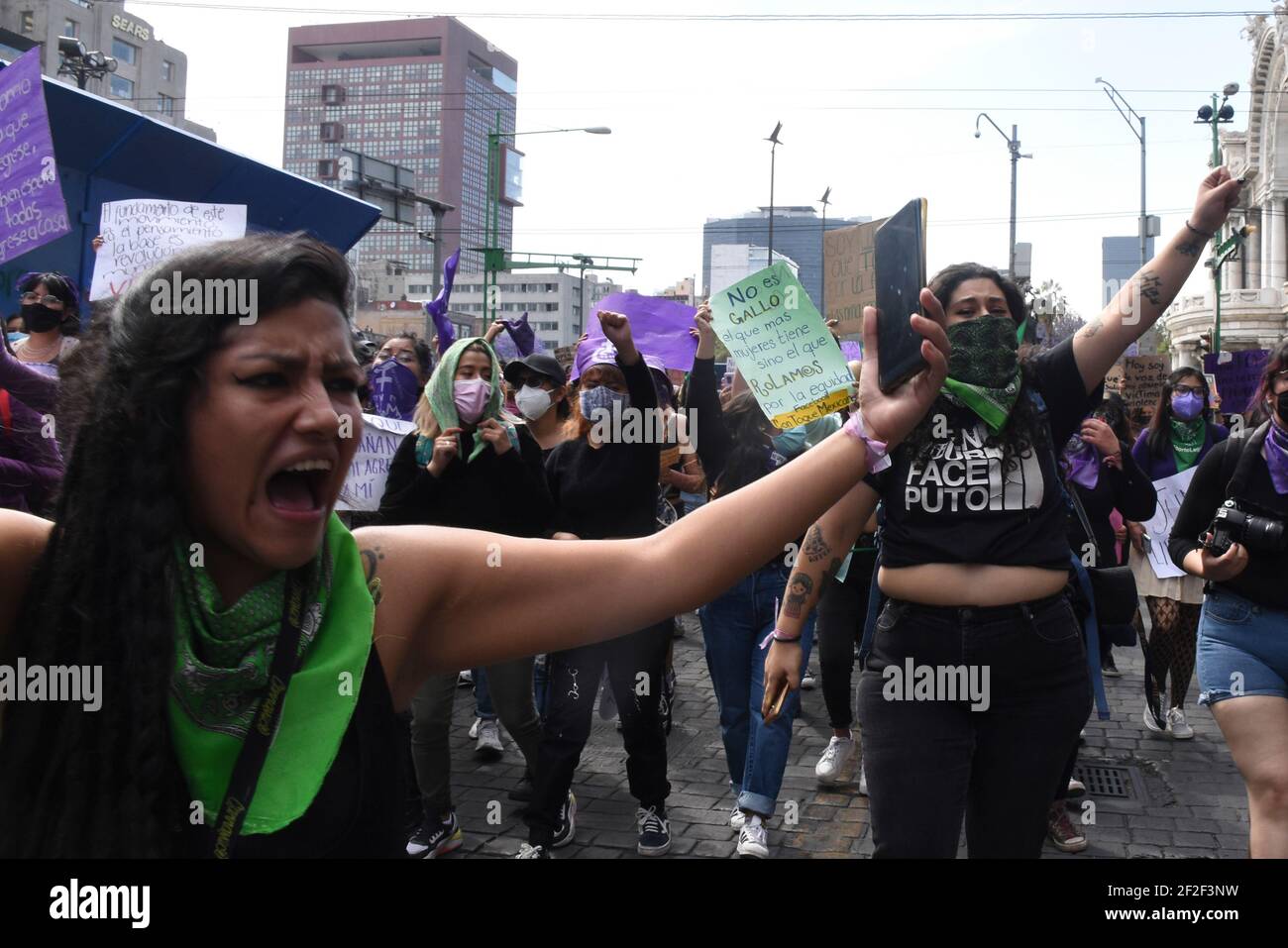 MEXICO CITY, MEXICO - MARCH 8: A woman joins a march to protest against ...