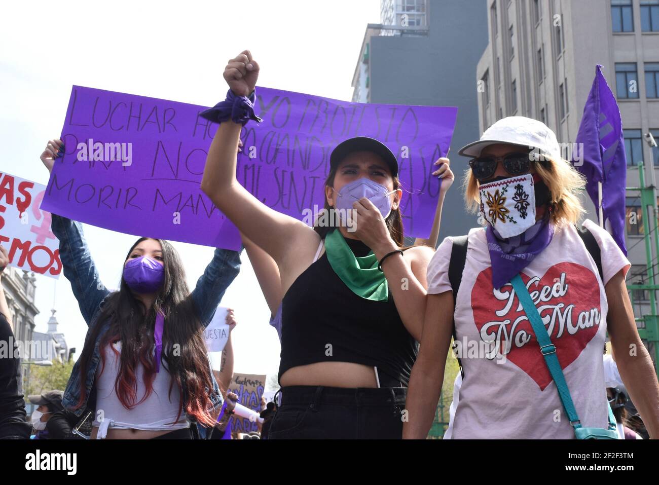 MEXICO CITY, MEXICO - MARCH 8: A woman joins a march to protest against ...