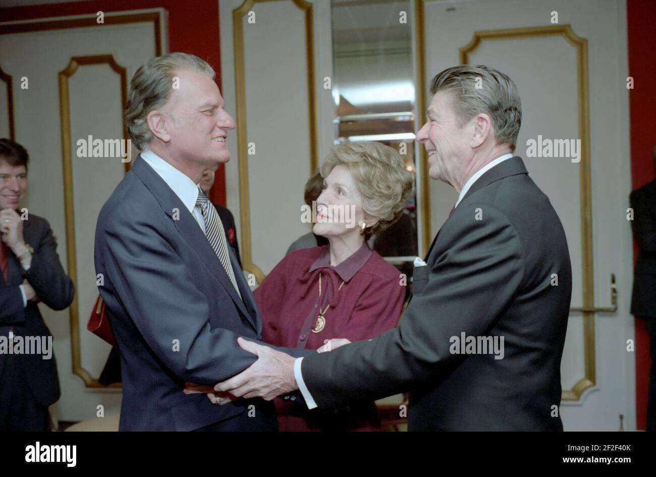 President Ronald Reagan, Nancy Reagan, and Billy Graham at the National ...