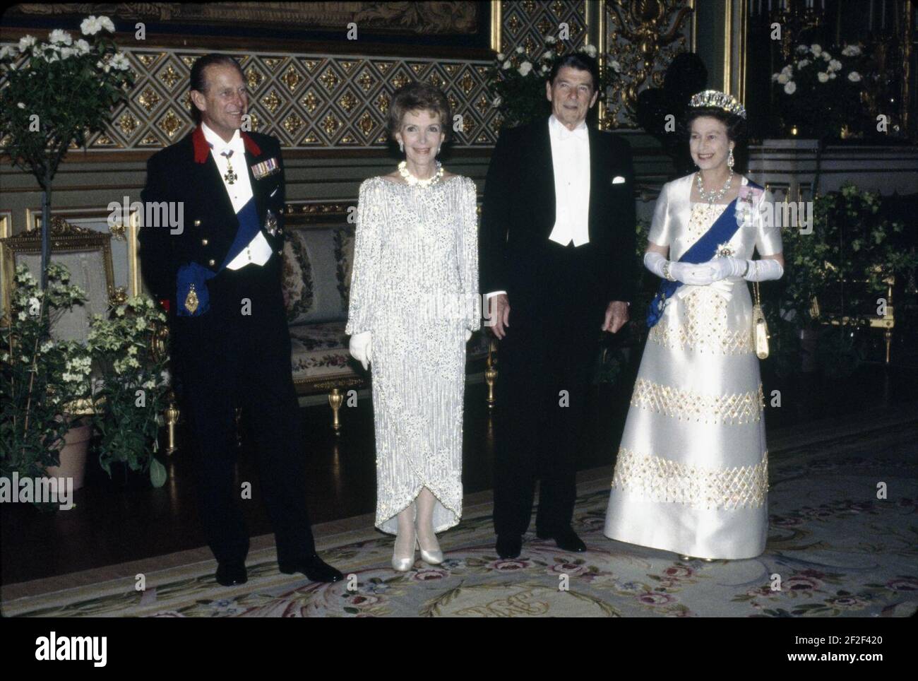 President Ronald Reagan, Queen Elizabeth II, Nancy Reagan, and Prince ...