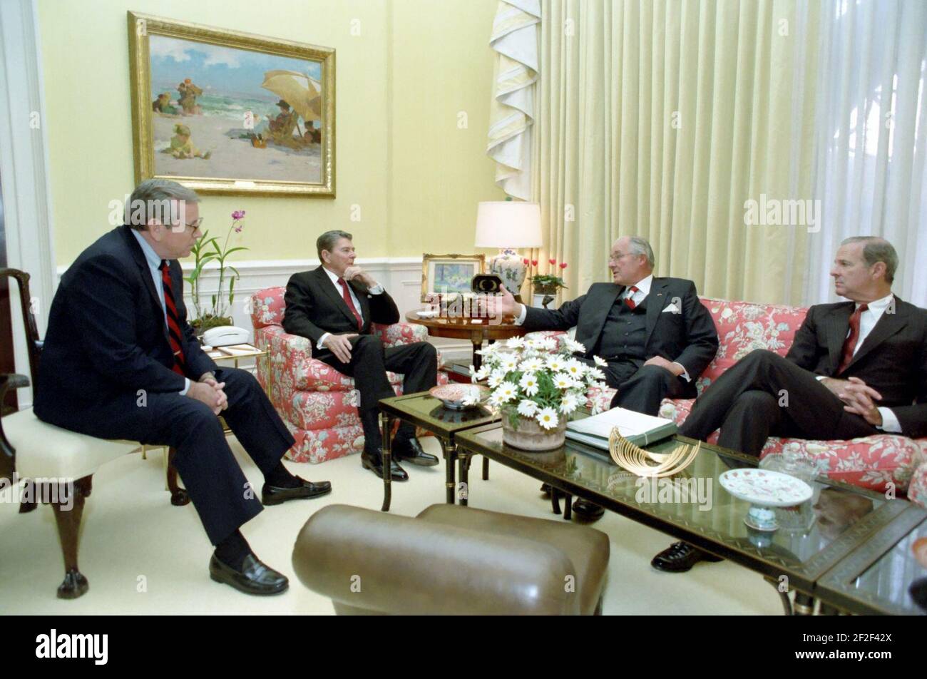 President Ronald Reagan, Robert Michel, Howard Baker, and James Baker ...