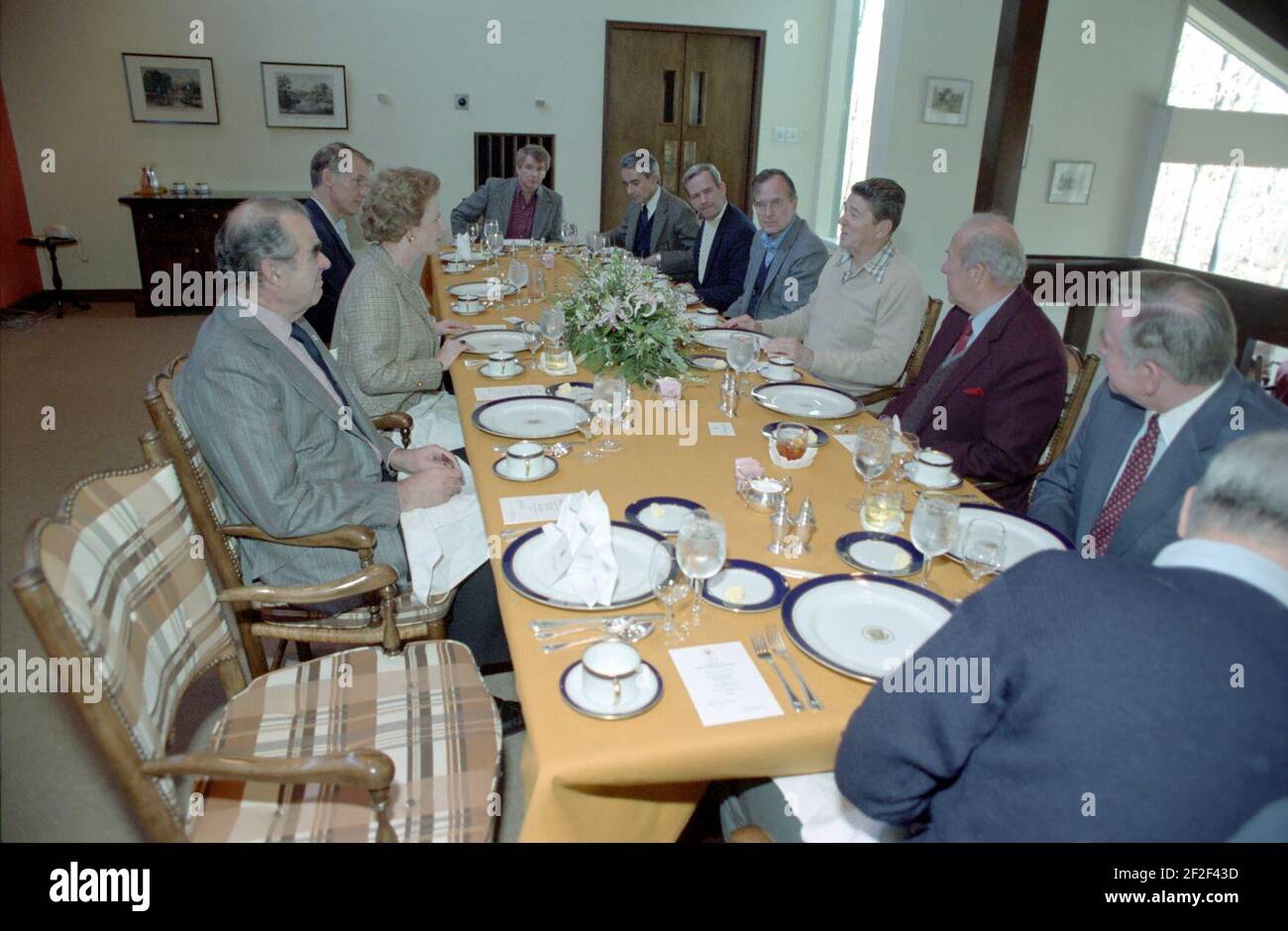 President Ronald Reagan, Prime Minister Margaret Thatcher, George H. W ...