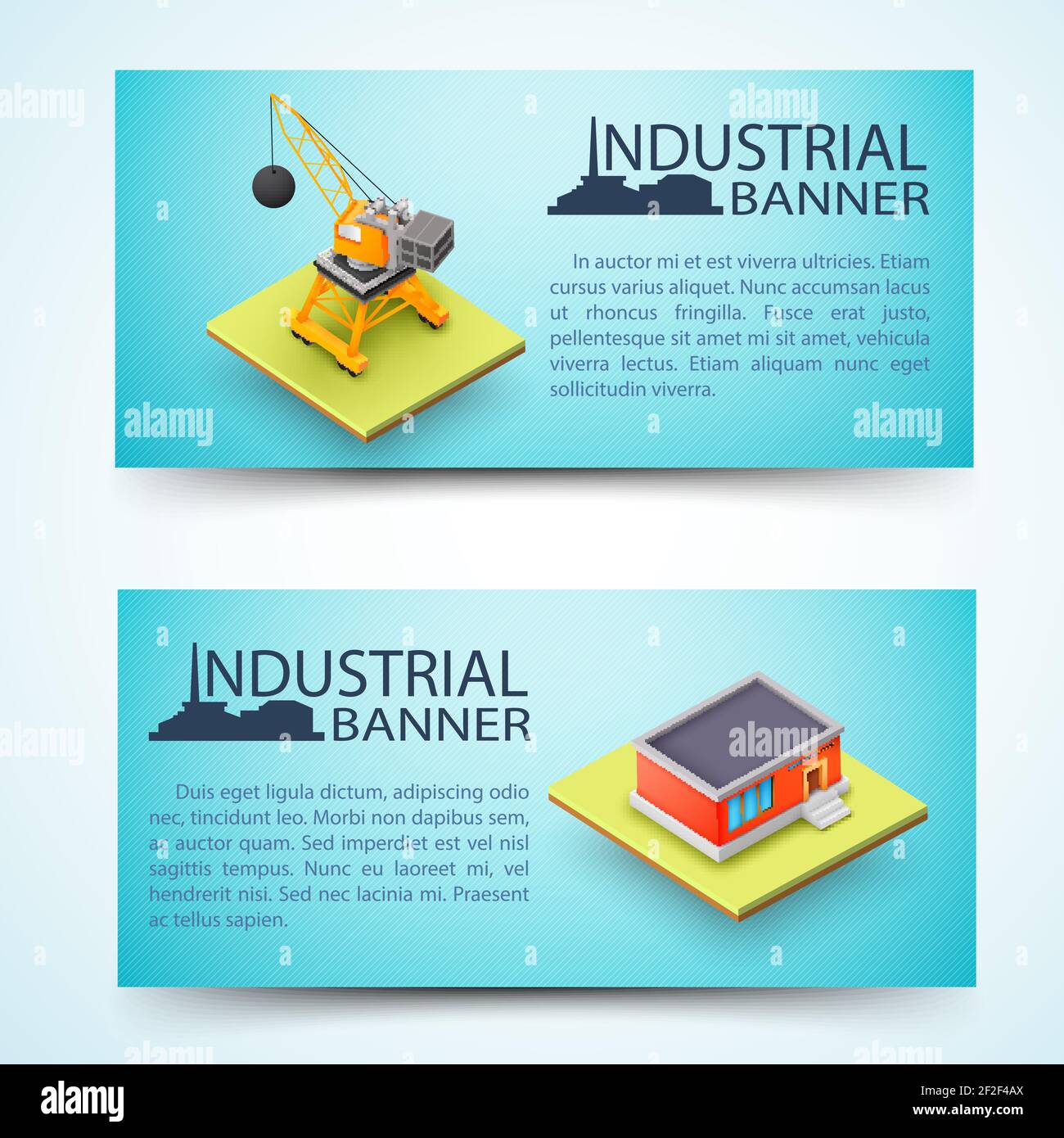Industrial facility and building machinery horizontal banners with ...