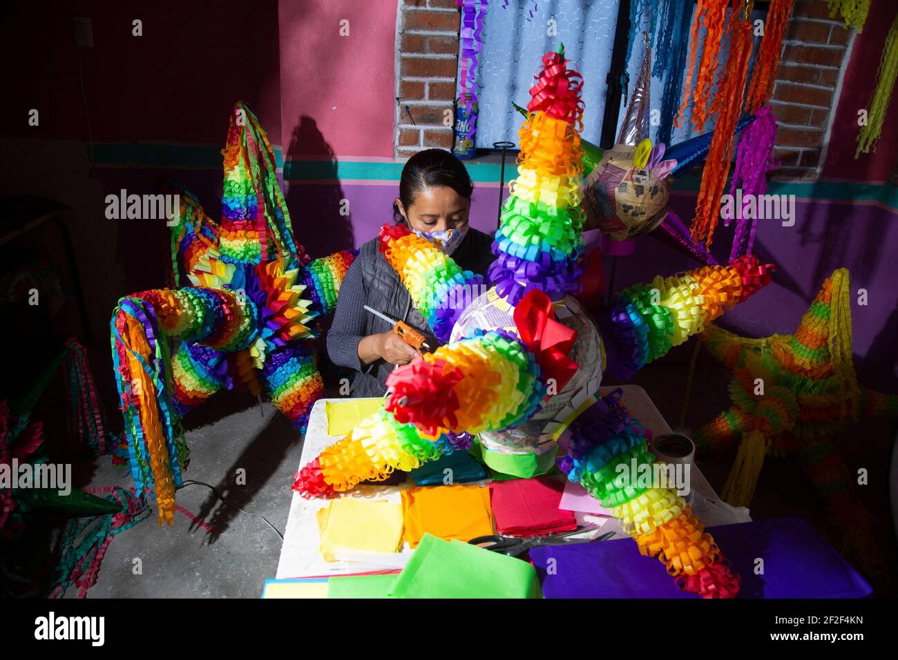 ACOLMAN, MEXICO - MARCH 7, 2021: A woman manufactures the traditional ...