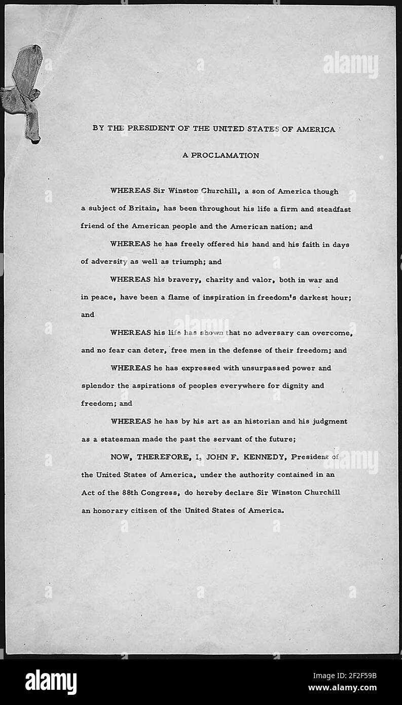 Presidential Proclamation 3525 (page 1 Stock Photo - Alamy