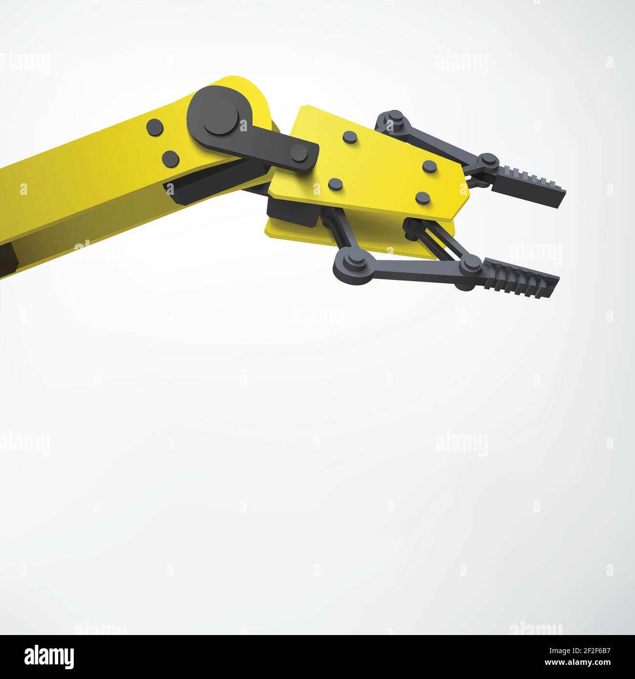 Industrial technology concept with realistic robotic mechanical arm on ...