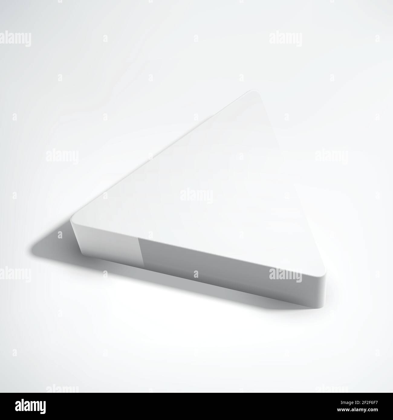 Abstract geometric blank object with 3d white triangular box on light ...