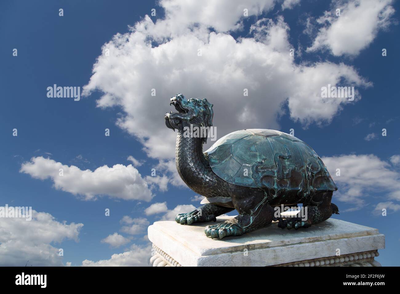 A bronze Chinese dragon statue in the Forbidden City. Beijing, China ...