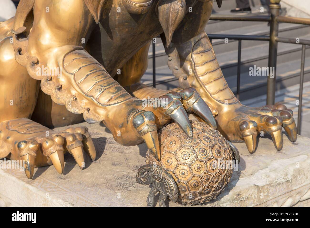 A bronze Chinese dragon statue in the Forbidden City. Beijing, China ...