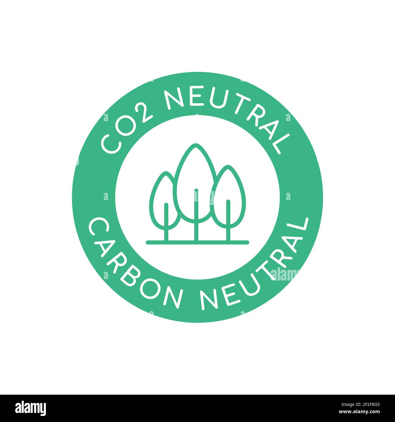 CO2 neutral label with trees inside circle. Green Carbon neutral sign ...