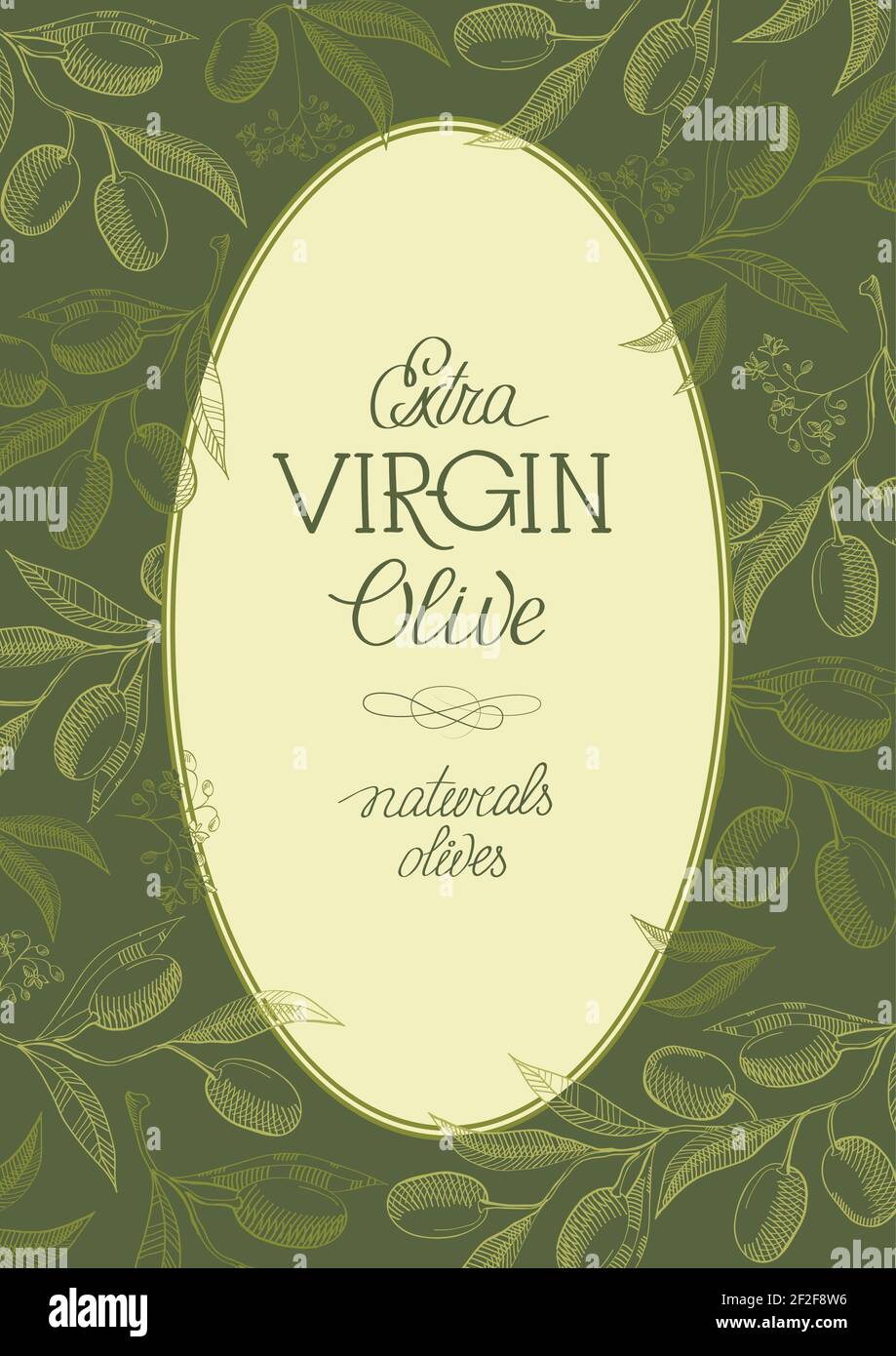 Oval design decorative postcard on the olivine background with ...