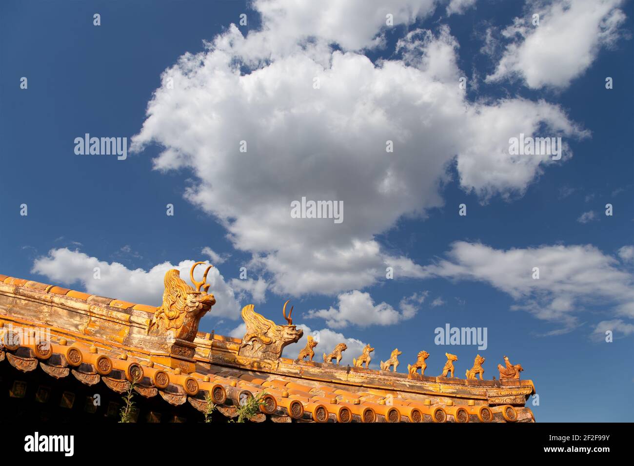 Roof decorations in Yonghe Temple (Lama Temple) in Beijing, China Stock ...