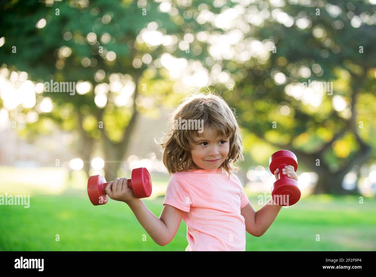 Kids sport. Boy exercising in park. Active healthy lifestyle. Sport ...