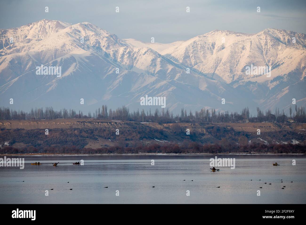 Winter Kayaking on Issyk Kol Lake in Kyrgyzstan Stock Photo - Alamy