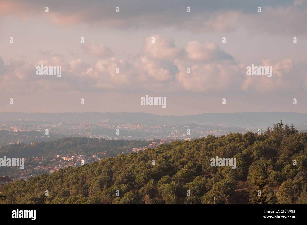An aerial view of the stunning Istanbul city from the top of a mountain ...