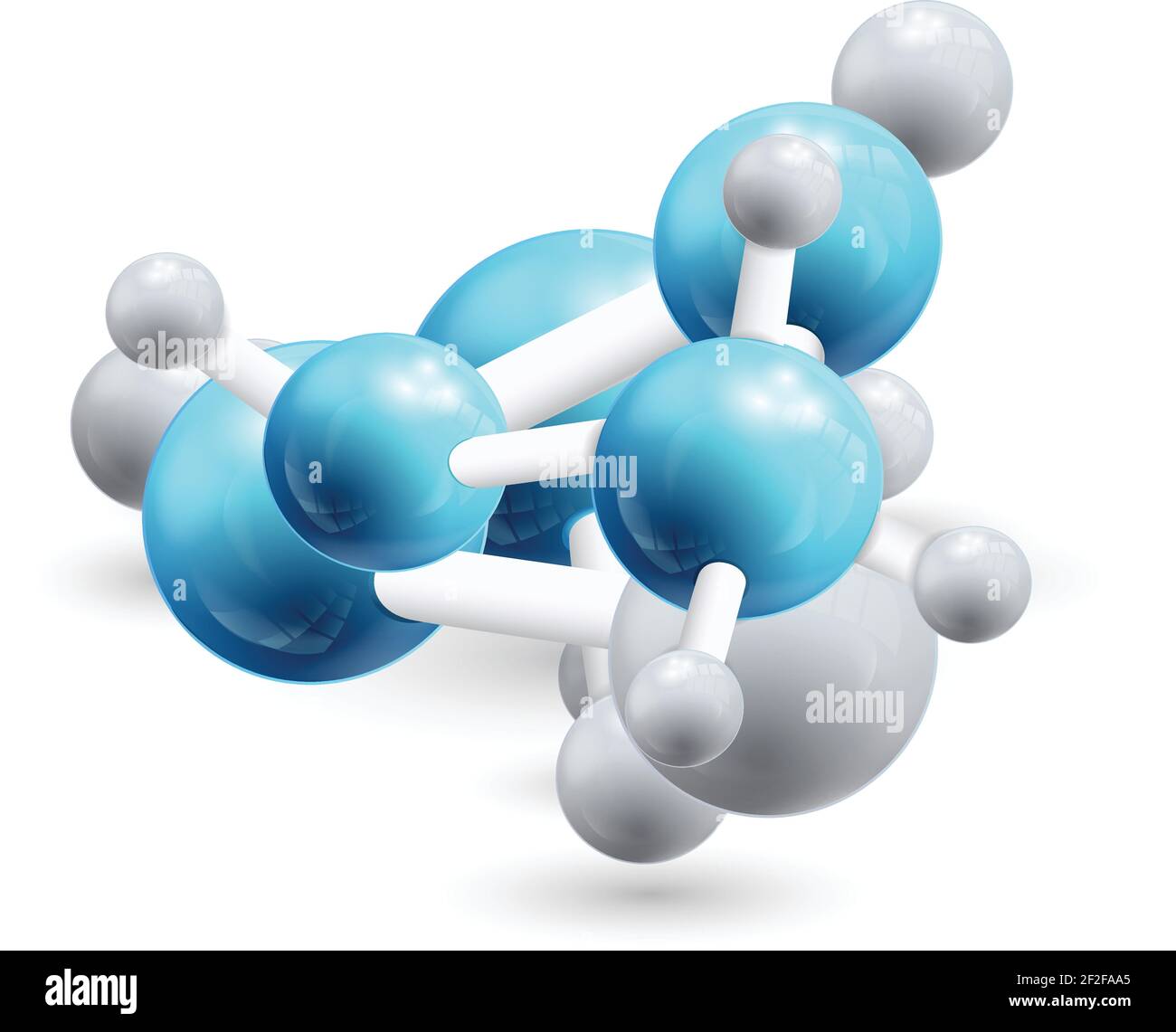 Structural chemical formula object consisting of three blue and white ...