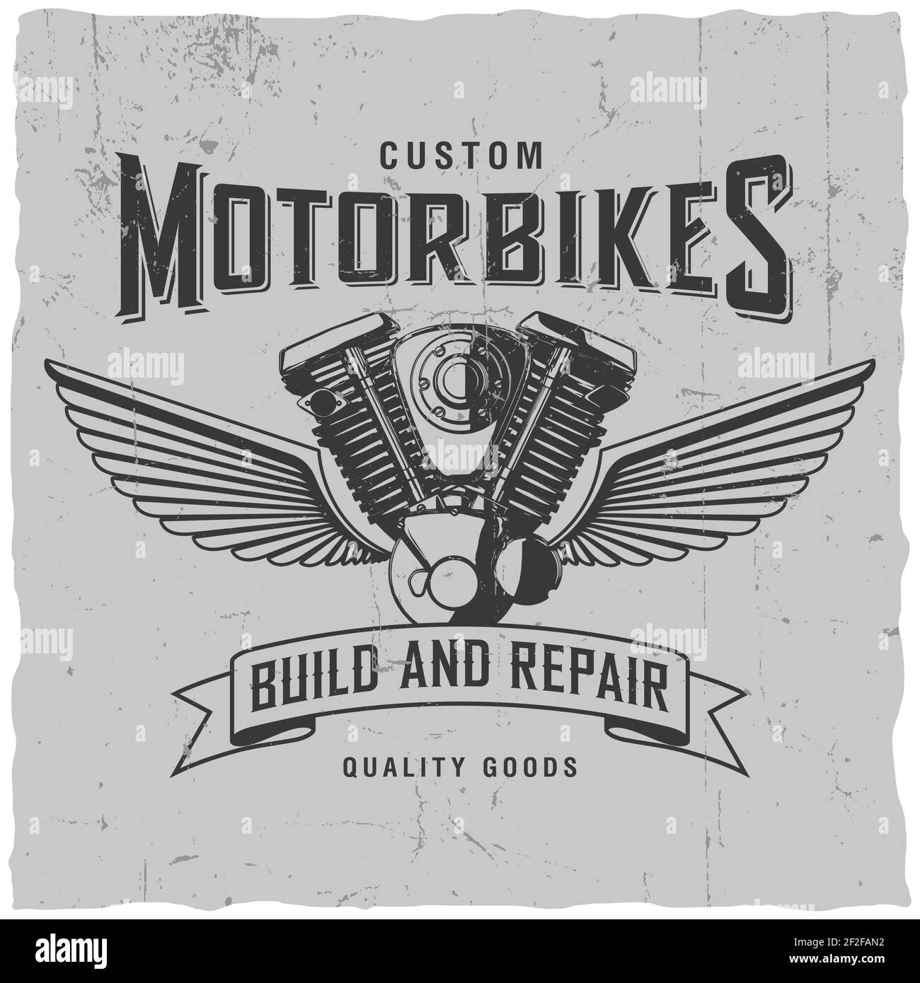 Custom motorbikes poster with words build and repair with motorcycle ...