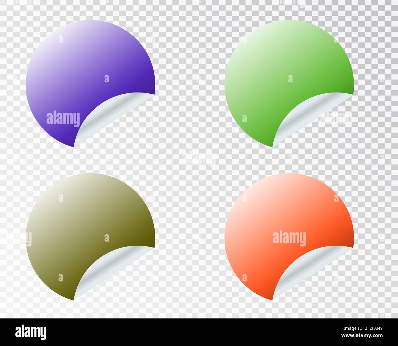 Round stickers with curled edge in different colors variants isolated ...