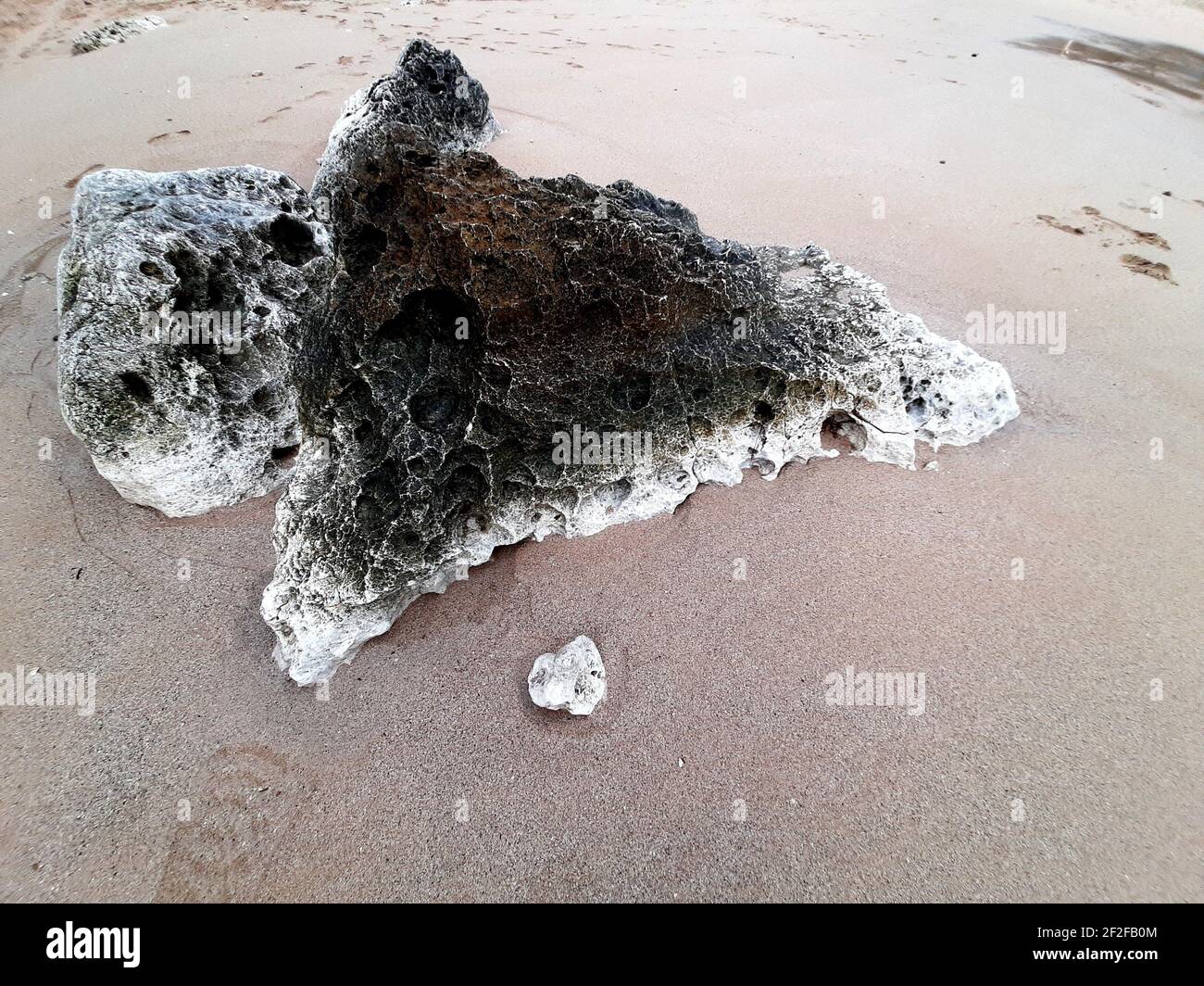 High angle view from a single rock on sand at a beach named Kosakora ...