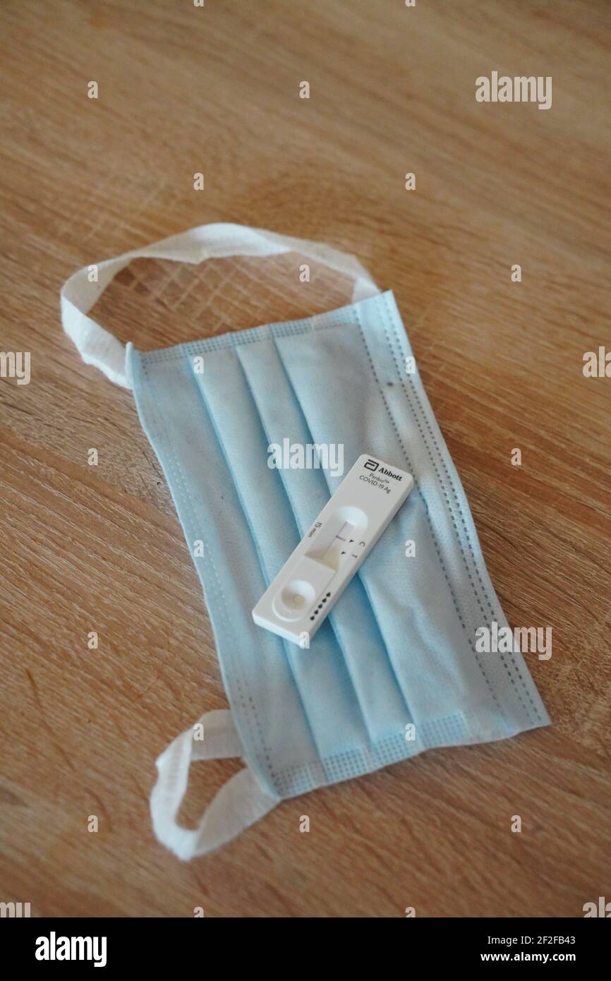 POZNAN, POLAND - Mar 12, 2021: Abbott Panbio Covid 19 antigenic test ...