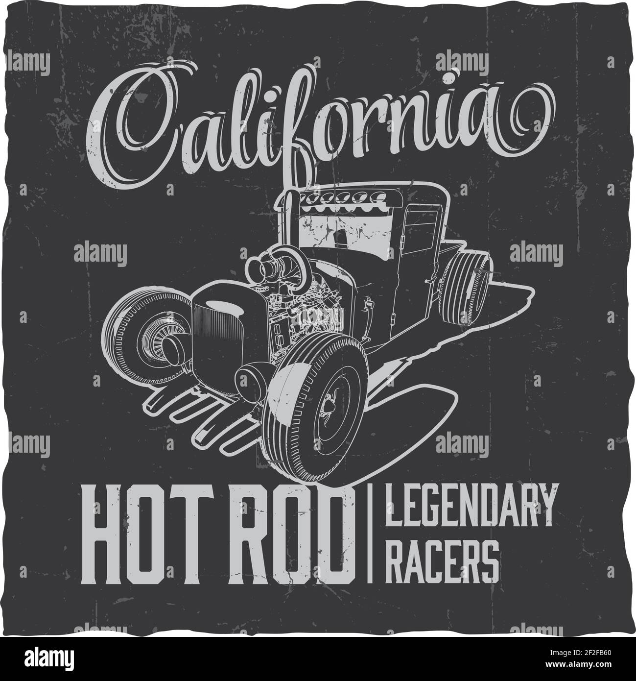 California hot rod legendary racers poster with label design for ...